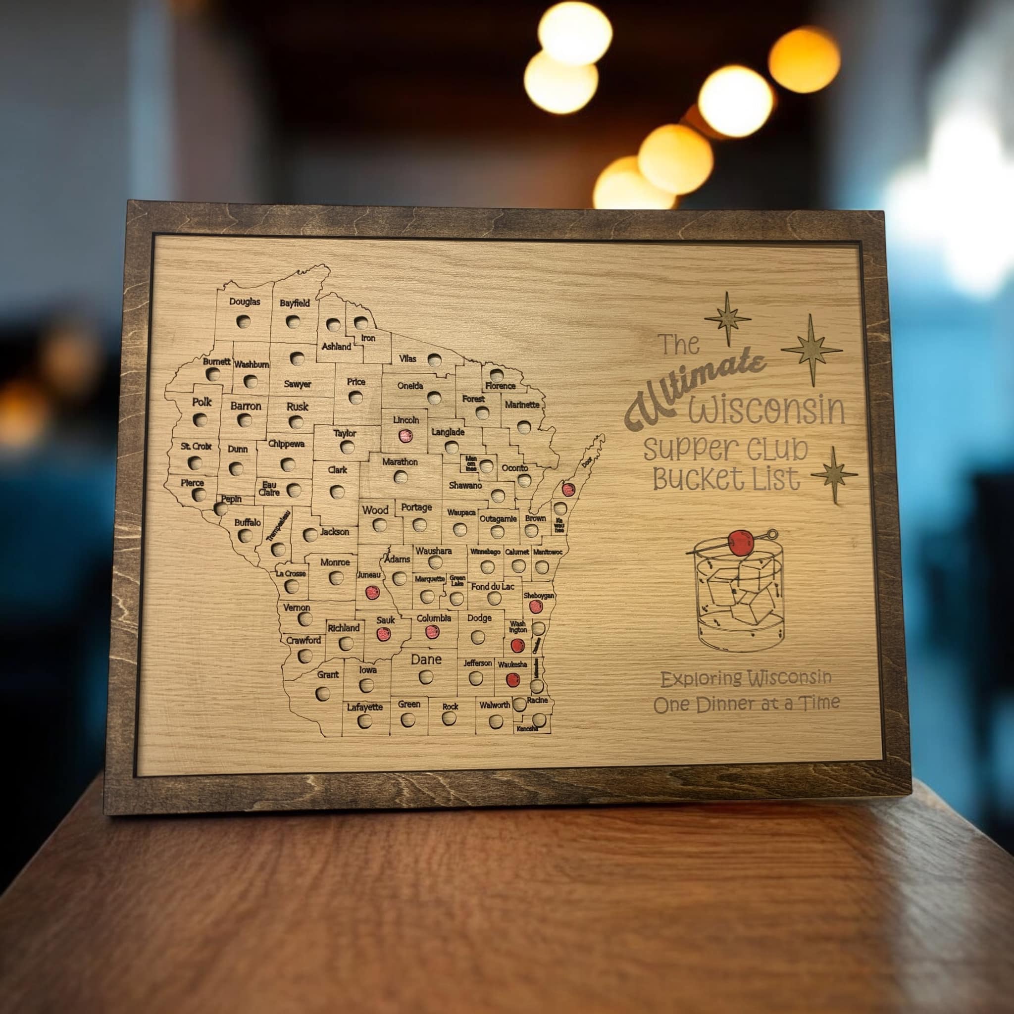 Ultimate Wisconsin Supper Club Bucket List Tracker - Handmade Wooden M ...
